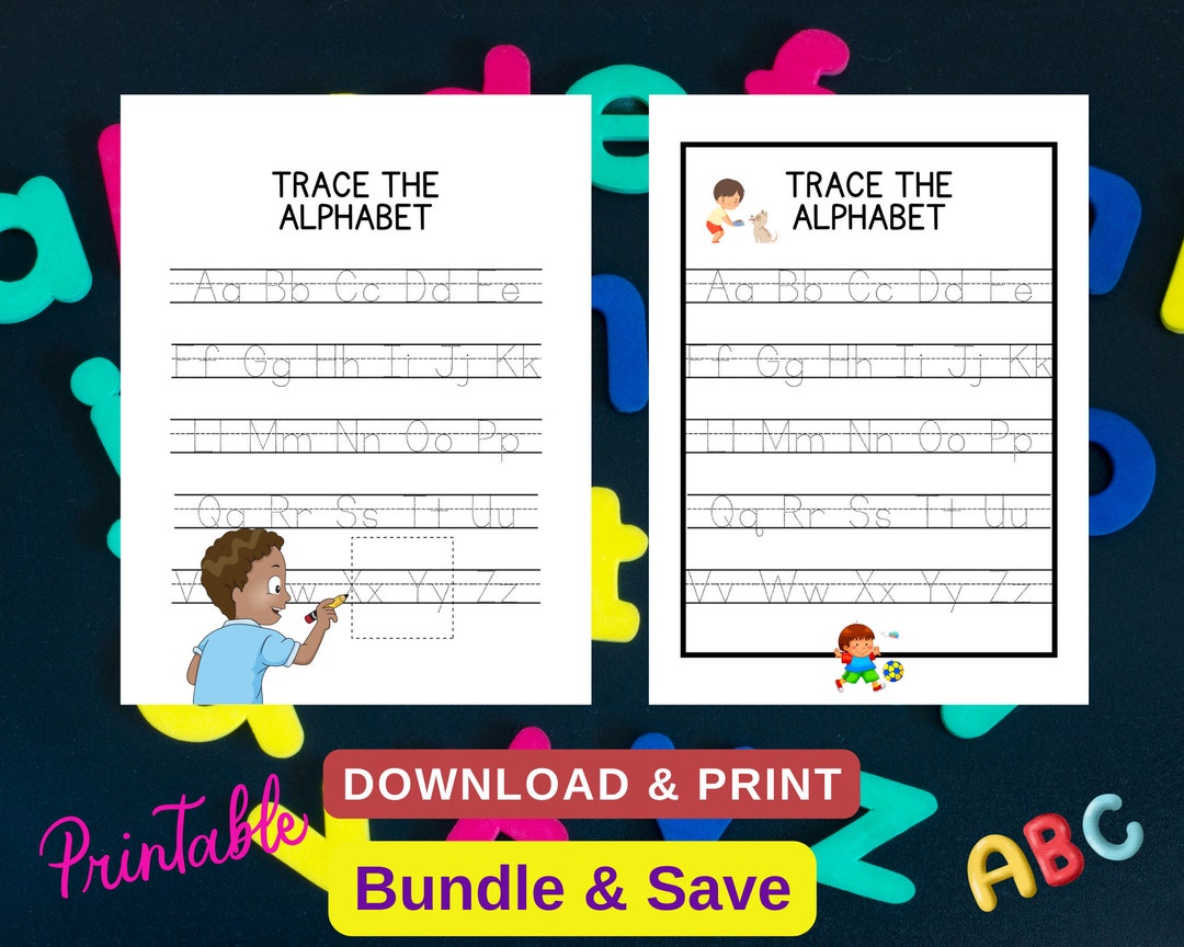 Trace the Alphabet - 3 Pages (one PDF) 8.5x11 / Preschool Worksheets ...