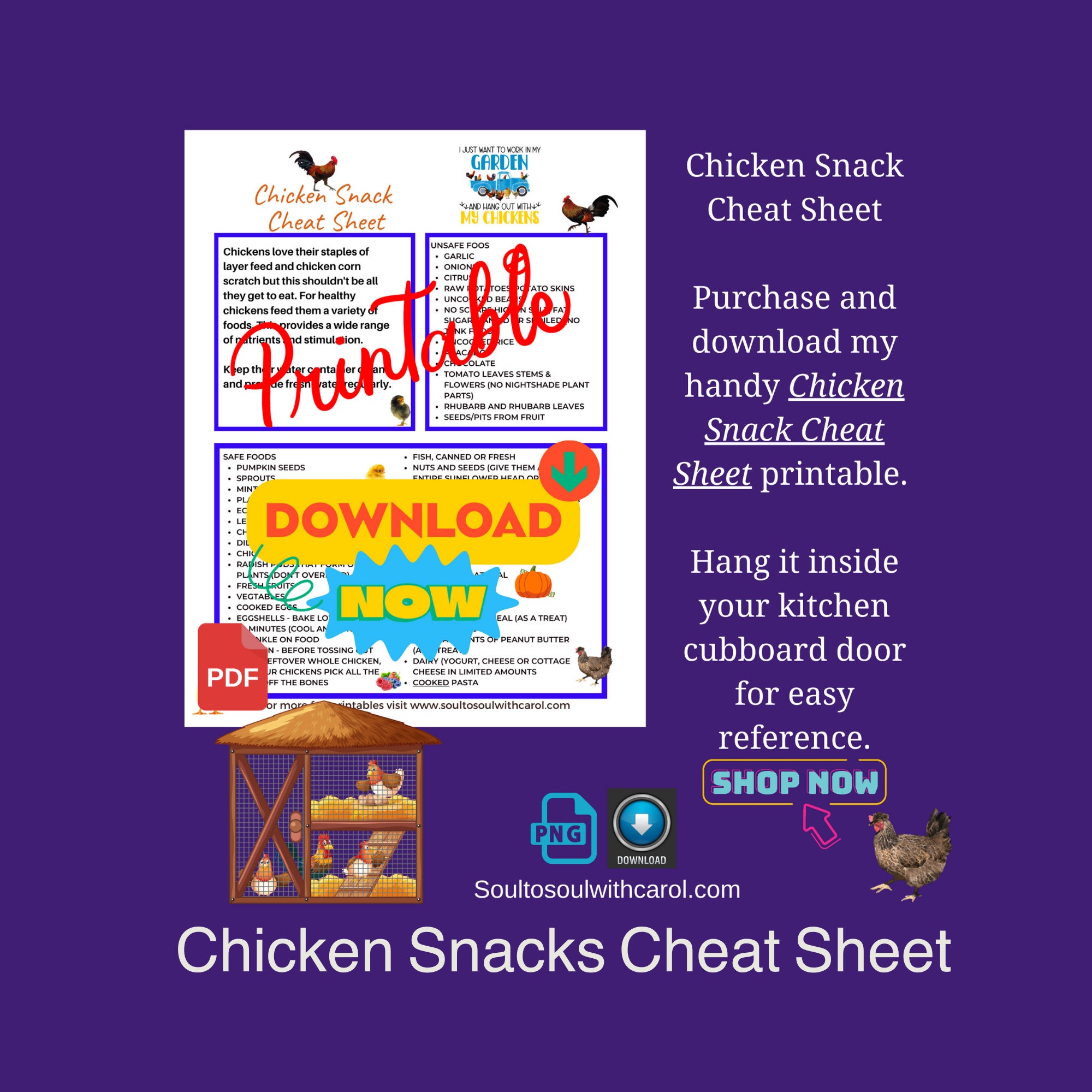 Chicken Snacks Cheat Sheet Printable Plus Bonus Sprouting Guide - Etsy