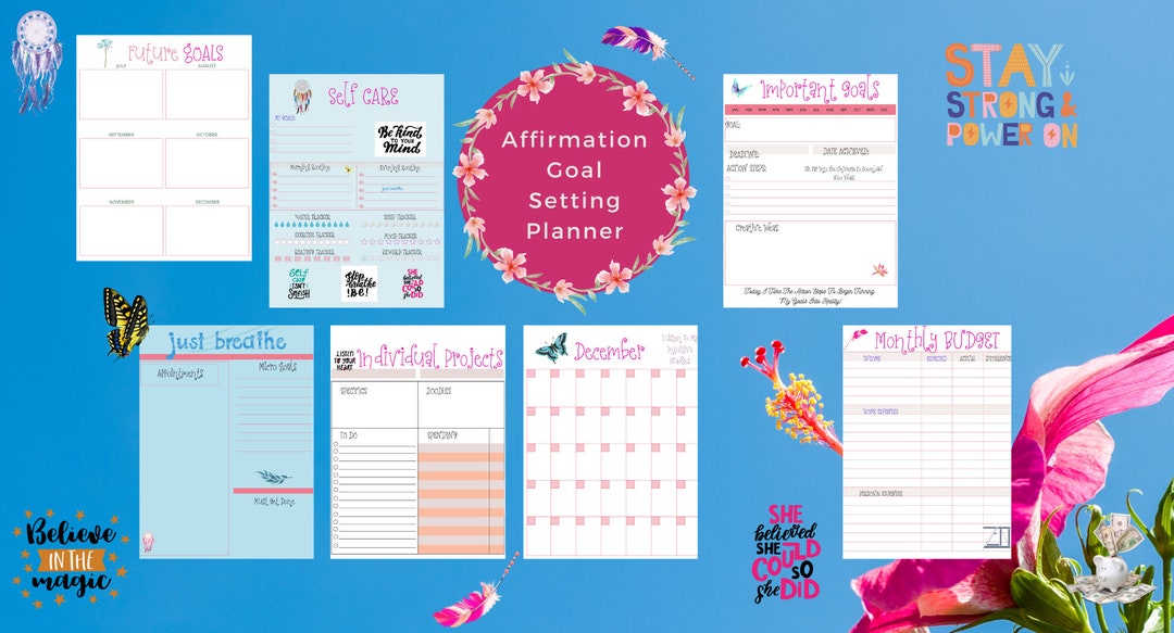 Affirmation Goal Setting Planner and Calendar L Digital Download - Etsy