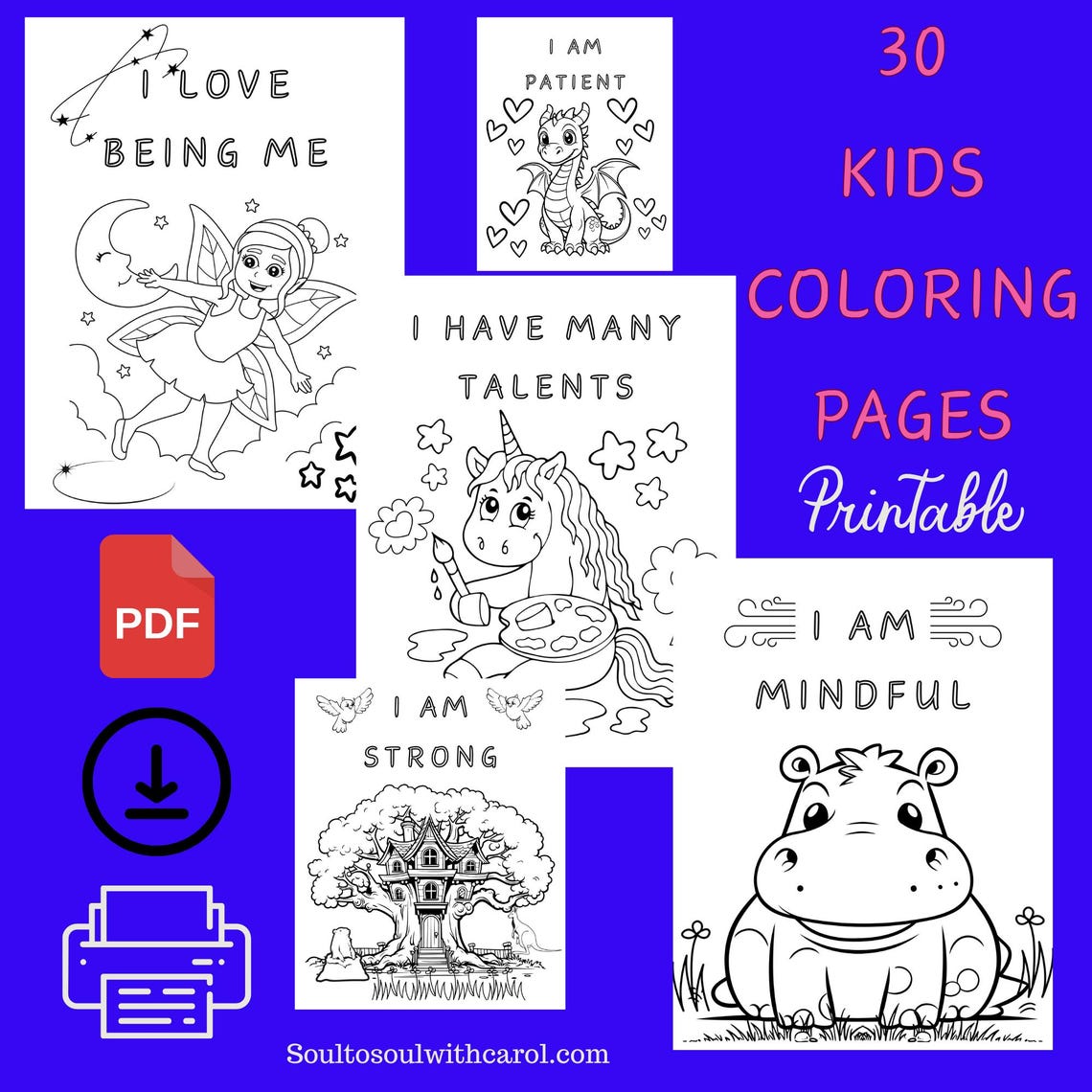30 Magical Friends Affirmation Coloring Pages for Kids L PDF Printable ...
