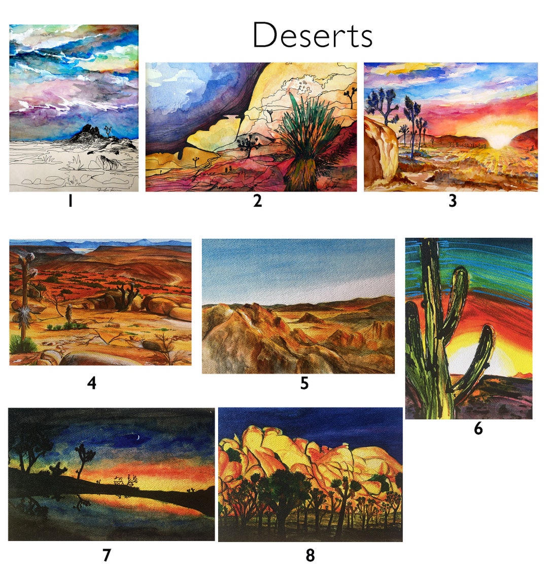Set of 8 Desert Cards 5 X 7 Inch Greeting Cards Prints of Original ...
