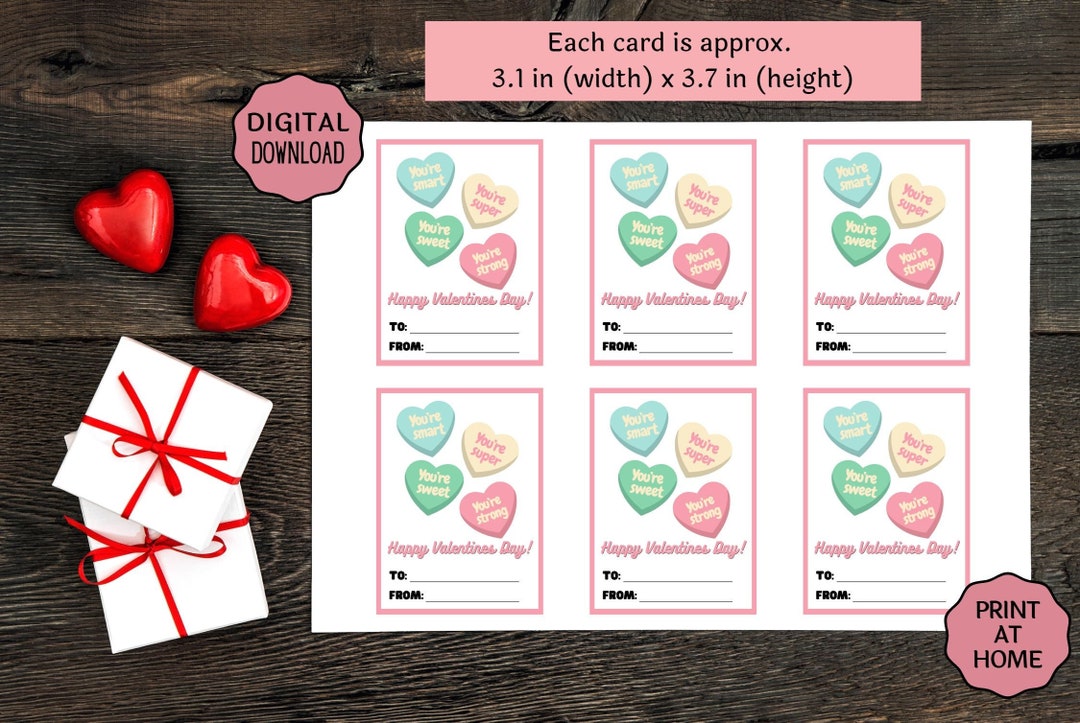 INSTANT DOWNLOAD - Candy Hearts Positive Affirmations Valentines Day ...