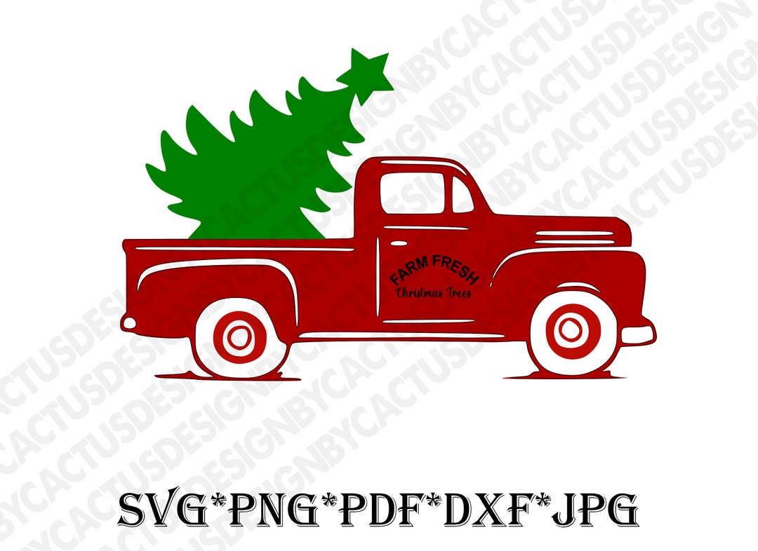 Christmas Truck Svg, Tree Svg, Christmas Svg, Red Christmas Truck Svg ...