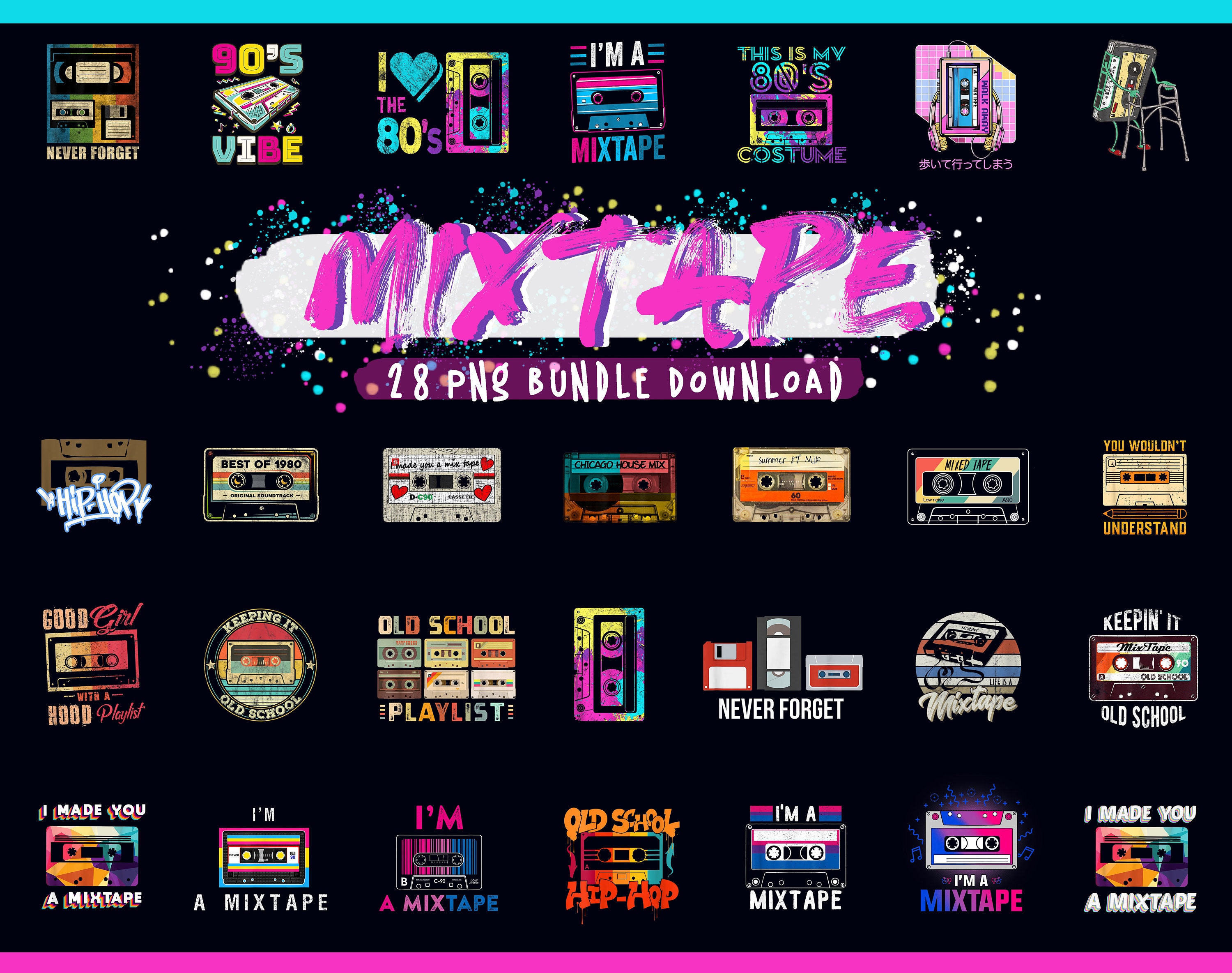 Mixtape Png Mixtape Png Bundle Download 90s Vibe Png | Etsy