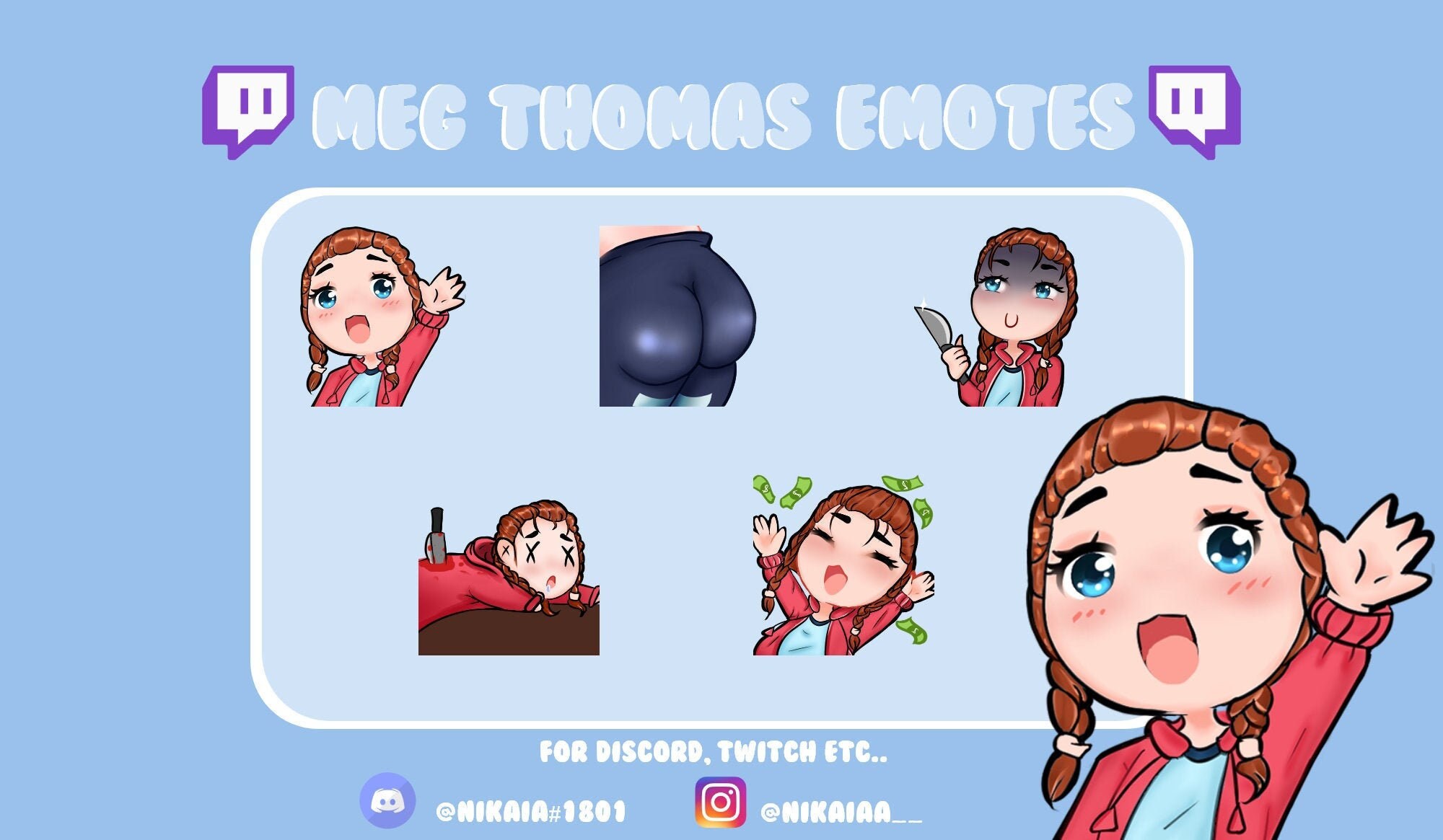 Cute Twitch emotes Kawaii DBD emotes Meg Thomas Twitch emotes Dead By ...