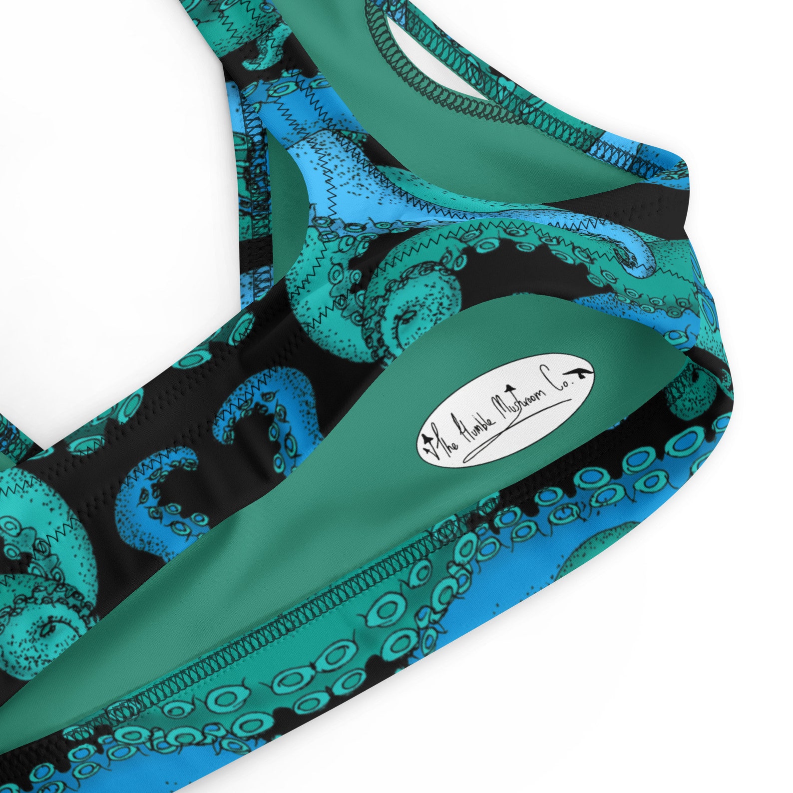 Teal Octopus Tangled Tentacles Recycled Swimsuit Bikini Top - Etsy