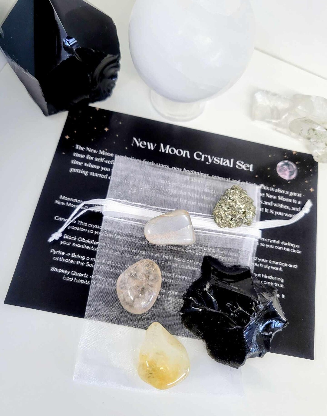 New Moon Crystal Set, Celestial Crystal Collection, Crystal Gift Sets ...