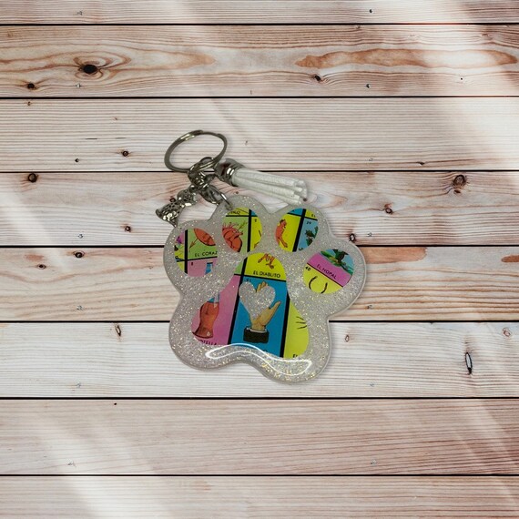 Cute Loteria Paw Keychain / Loteria Keychain / Paw Keychain - Etsy