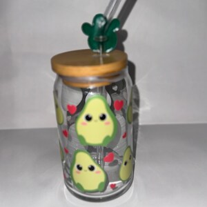 Avocado Libby Glass Can / Cute Libby Glass Can / Iced Coffee Libby ...