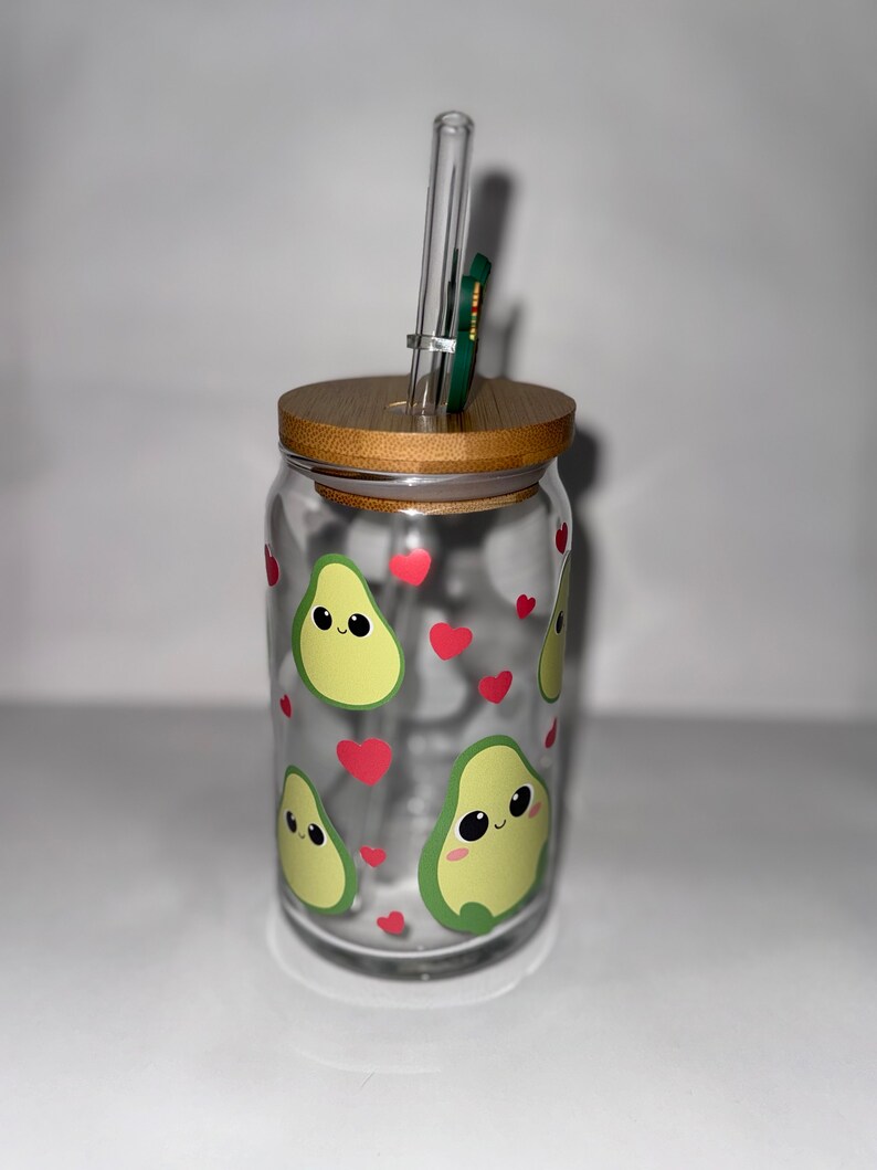 Avocado Libby Glass Can / Cute Libby Glass Can / Iced Coffee Libby ...