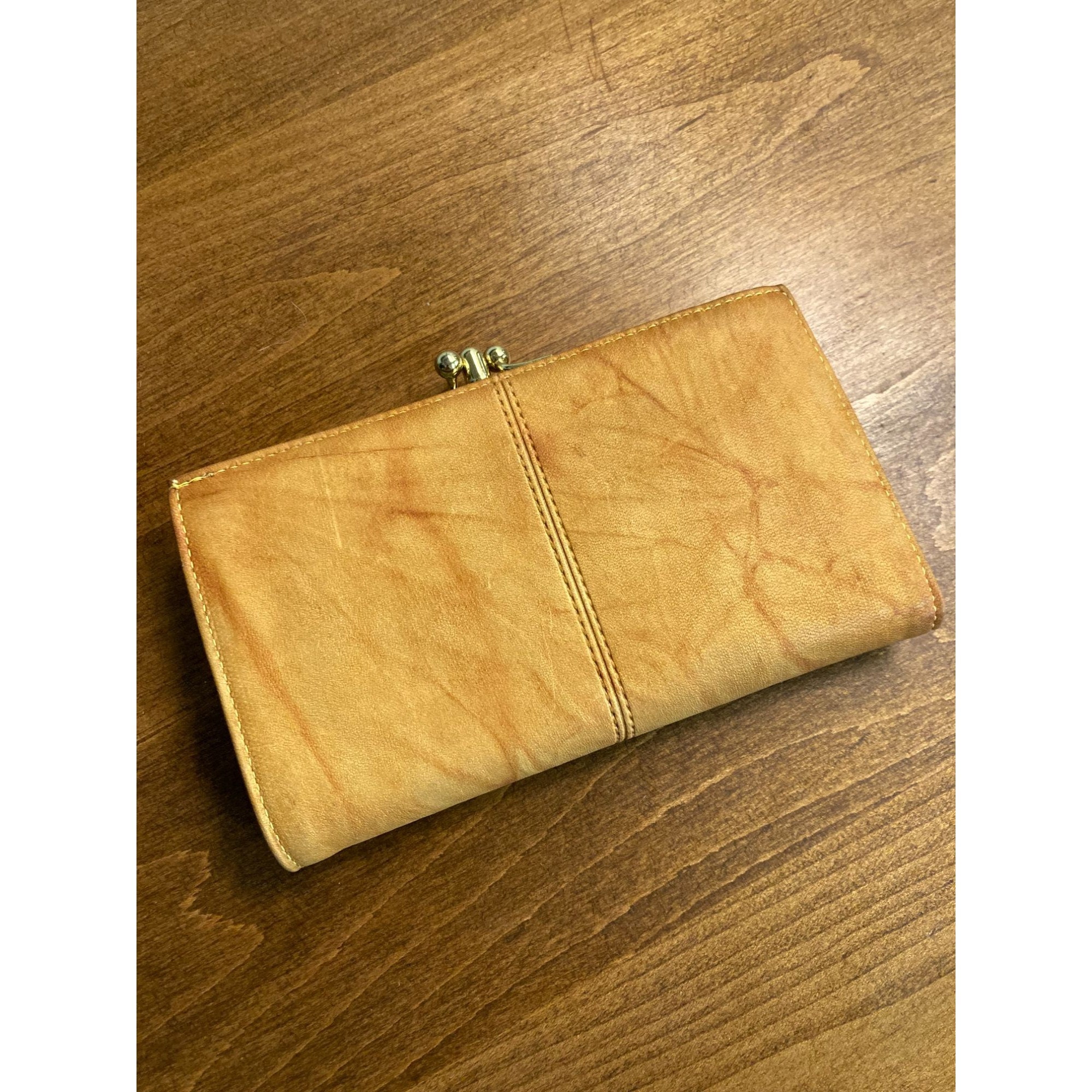 Baronet Tan Leather Kiss Clasp Wallet Clutch - Etsy