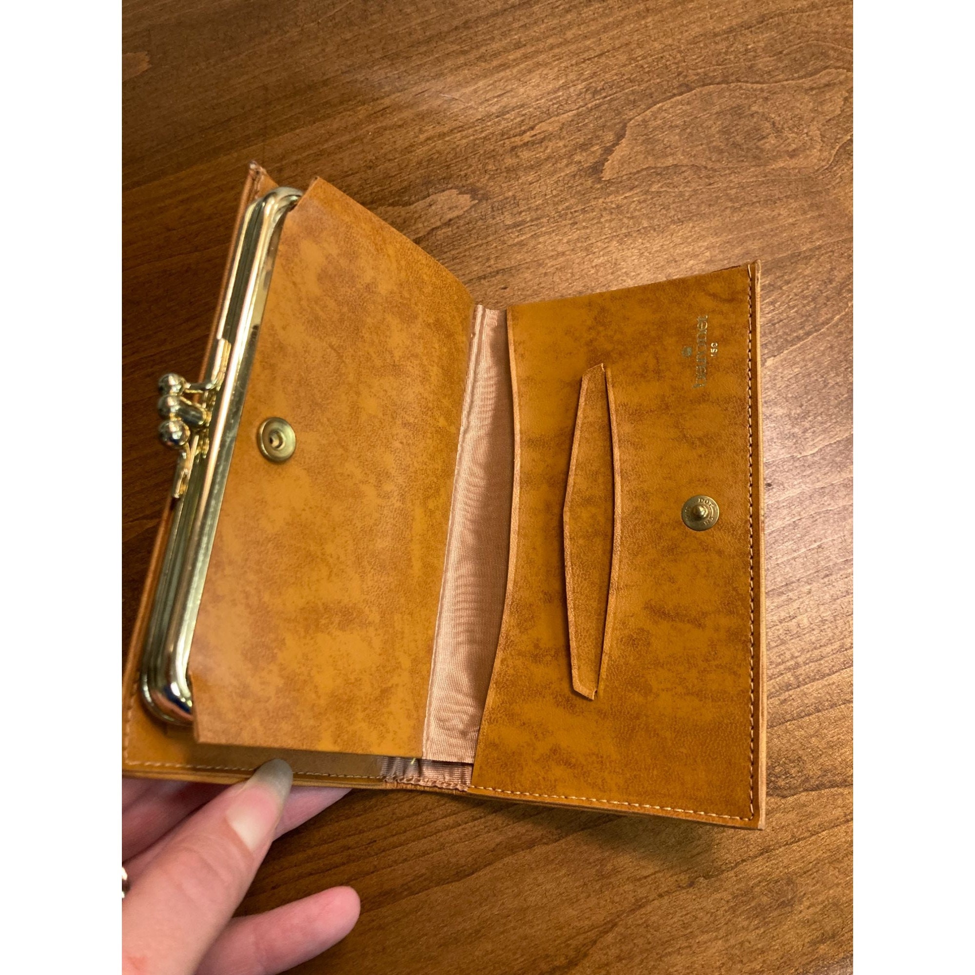 Baronet Tan Leather Kiss Clasp Wallet Clutch - Etsy