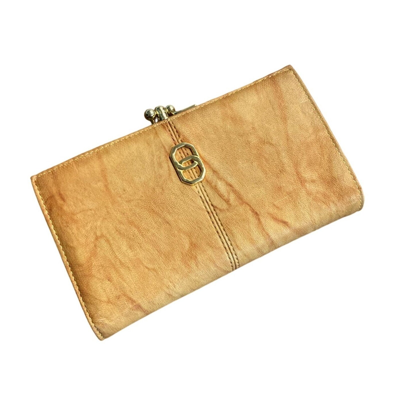 Baronet Tan Leather Kiss Clasp Wallet Clutch - Etsy