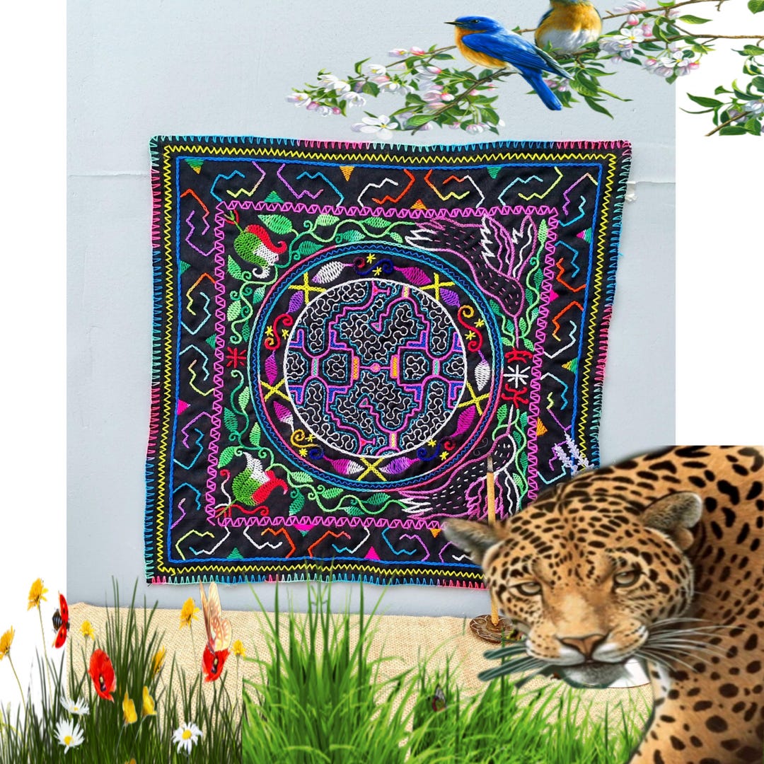 Large Shipibo Loom, Visionary Square, Hand Embroidered - Tapestry ...