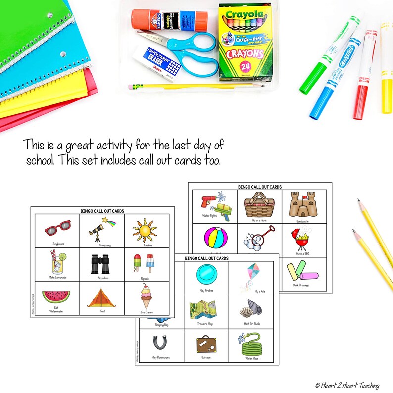 Summer Bingo Game for Kids 25 Cards First Day of Summer Bingo Game ...