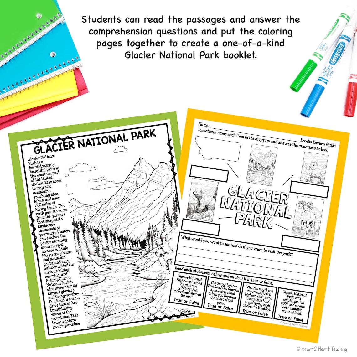 Glacier National Park Coloring Pages: Kids' Activity Book (digital ...