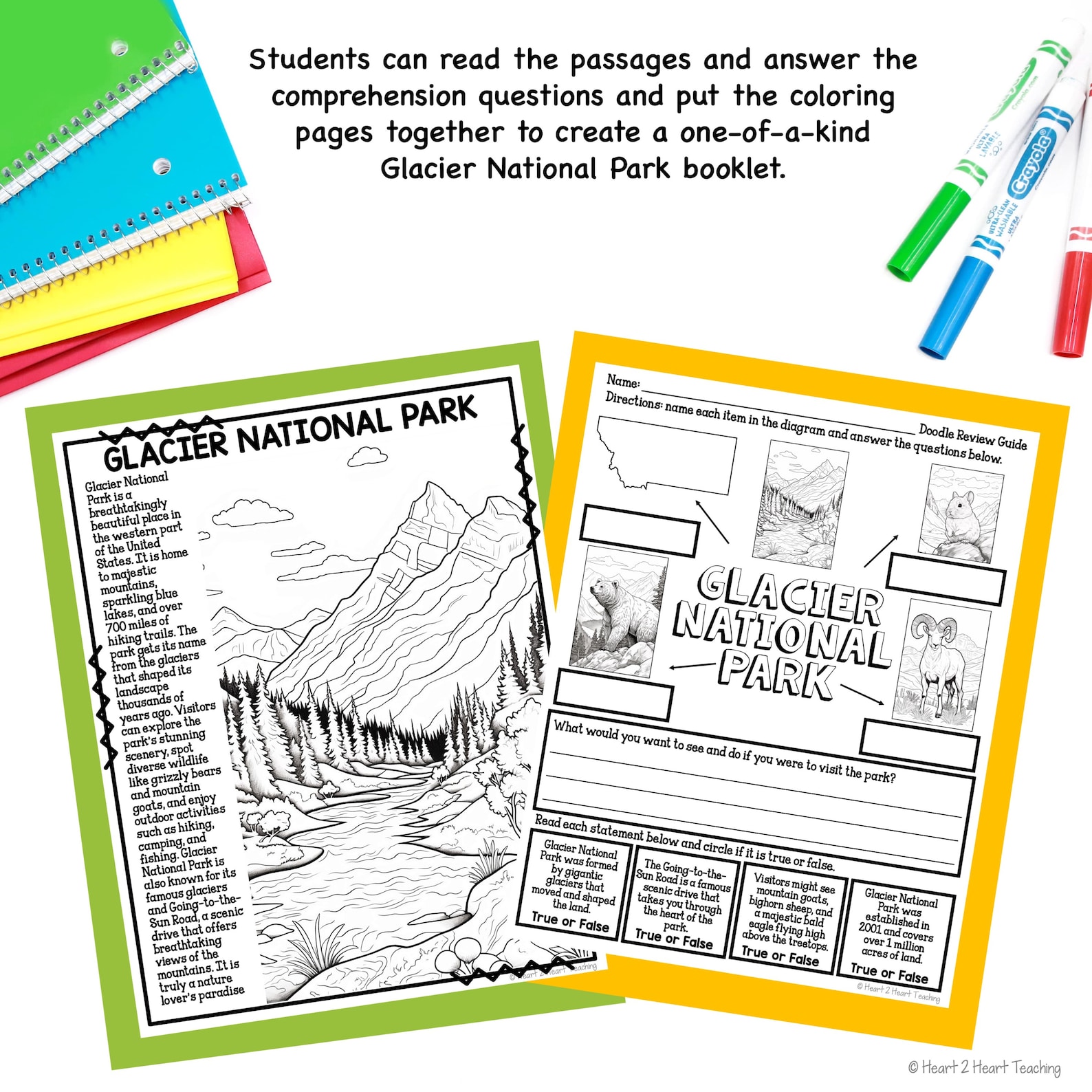 Glacier National Park Coloring Pages: Kids' Activity Book (digital ...