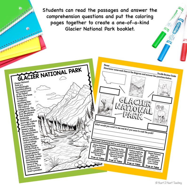 Glacier National Park Coloring Pages: Kids' Activity Book (digital ...