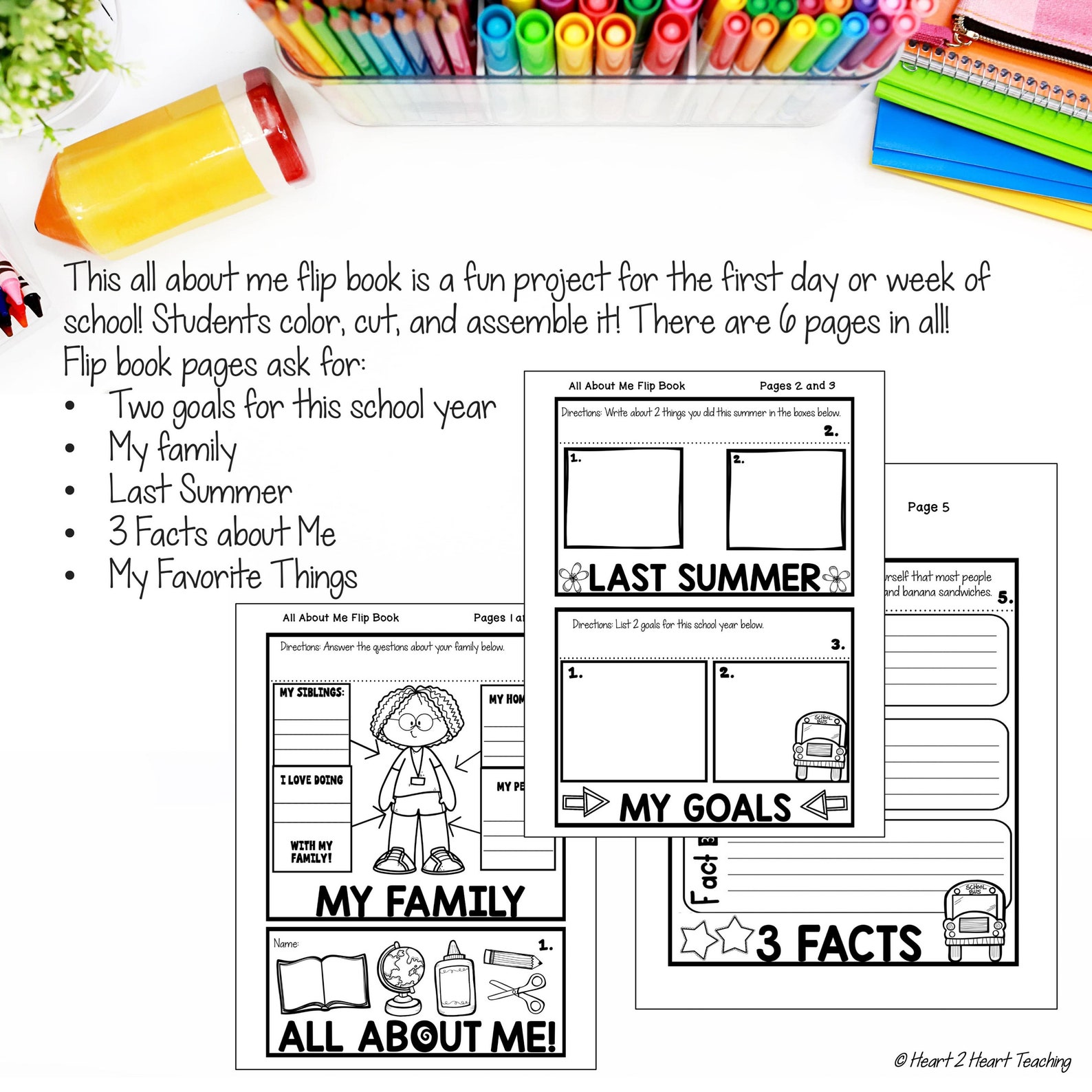 All About Me Flip Book: First Day of School Activity (digital Download ...