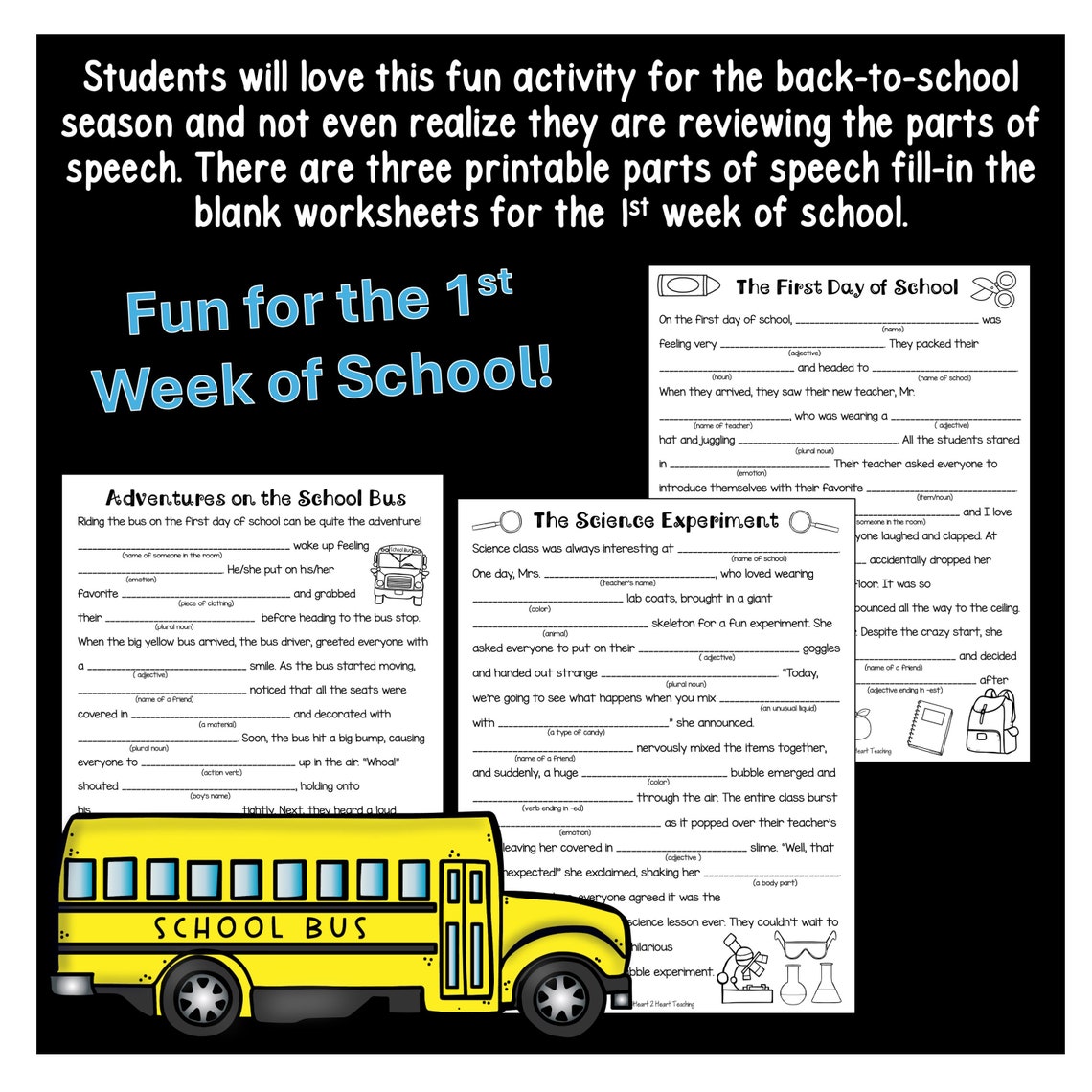 Back to School Mad Libs: Parts of Speech Fill-in Activity (digital ...