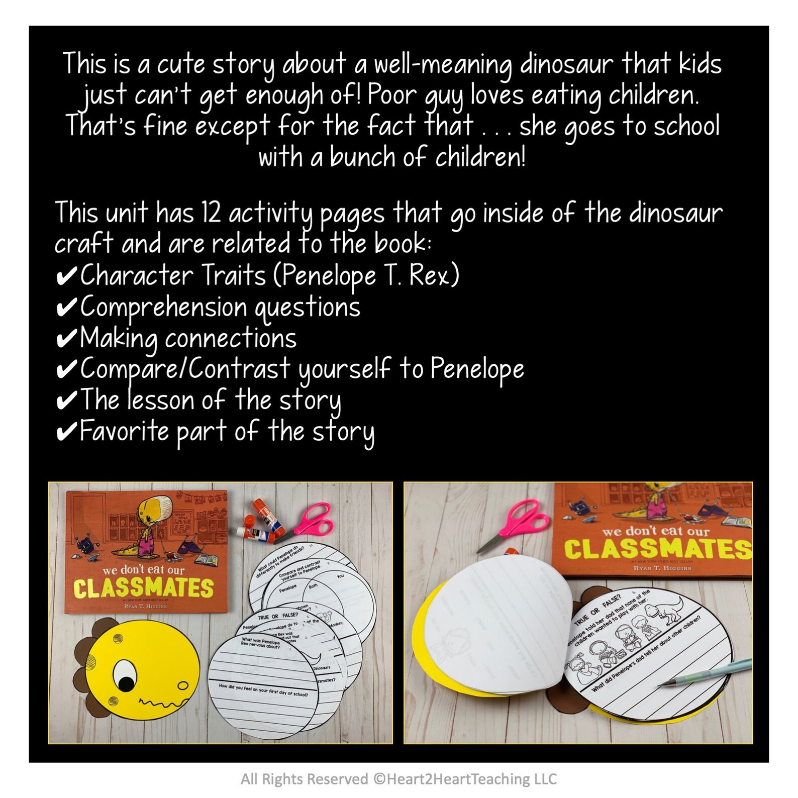 We Don't Eat Our Classmates Book Companion Dinosaur Craft Project for ...