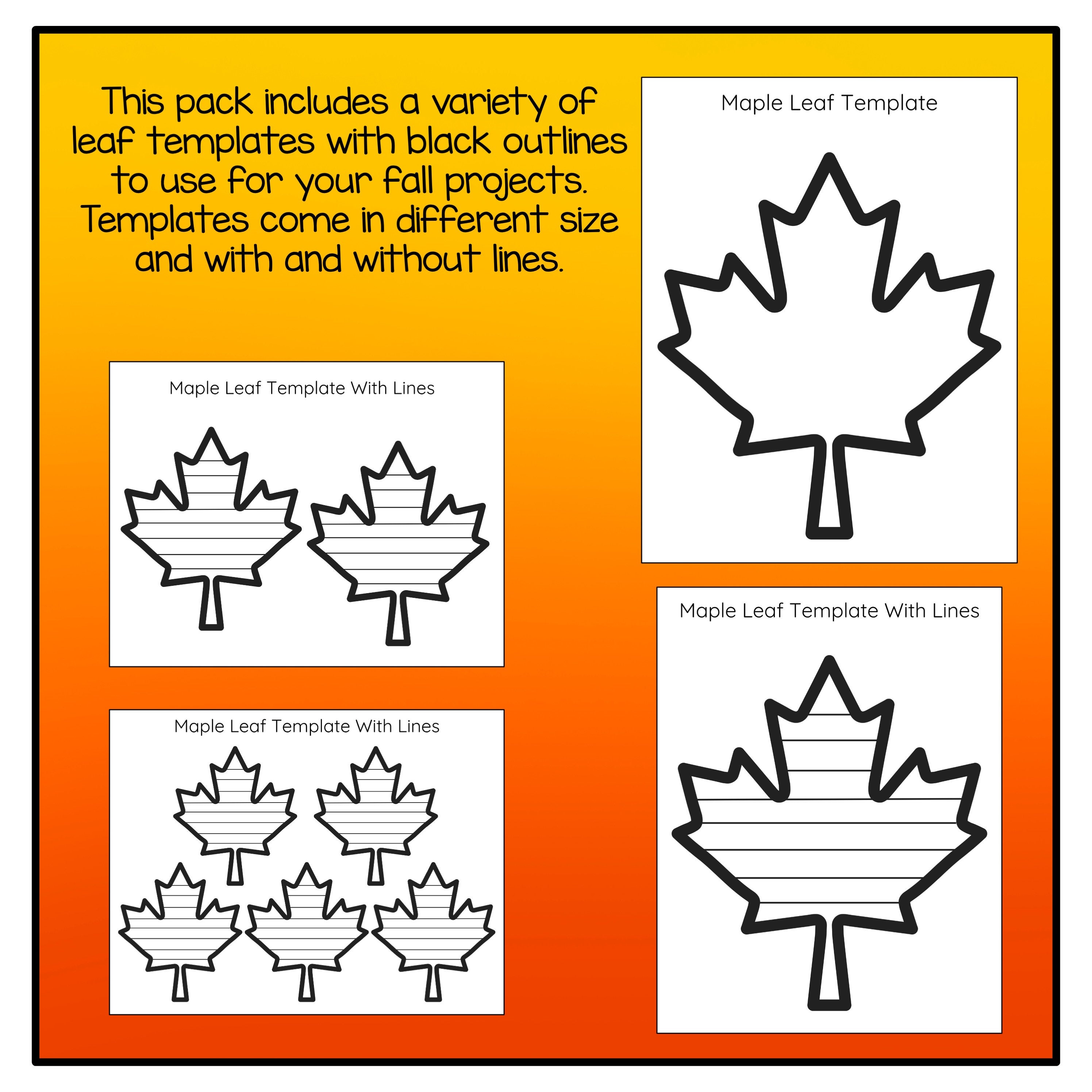 Fall Leaf Outline Template: Printable DIY Crafts (PDF Download) - Etsy