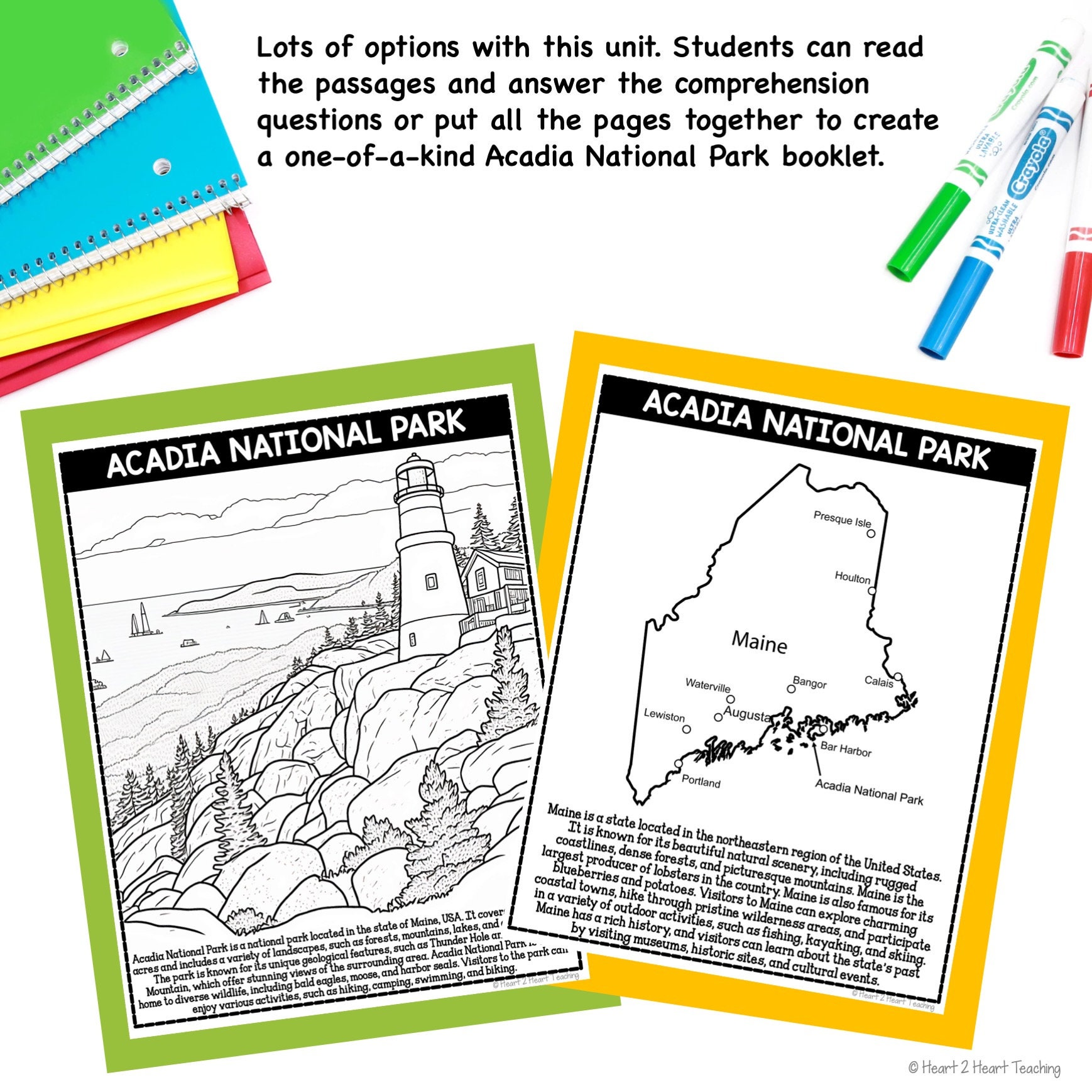 Acadia National Park Coloring Pages: Educational Kids Activity (digital ...