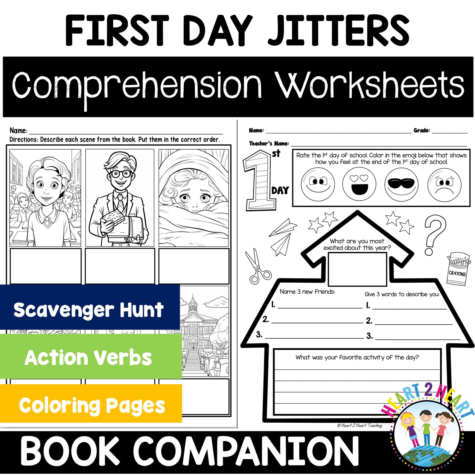 First Day Jitters Book Companion: Icebreaker Activities & Coloring ...