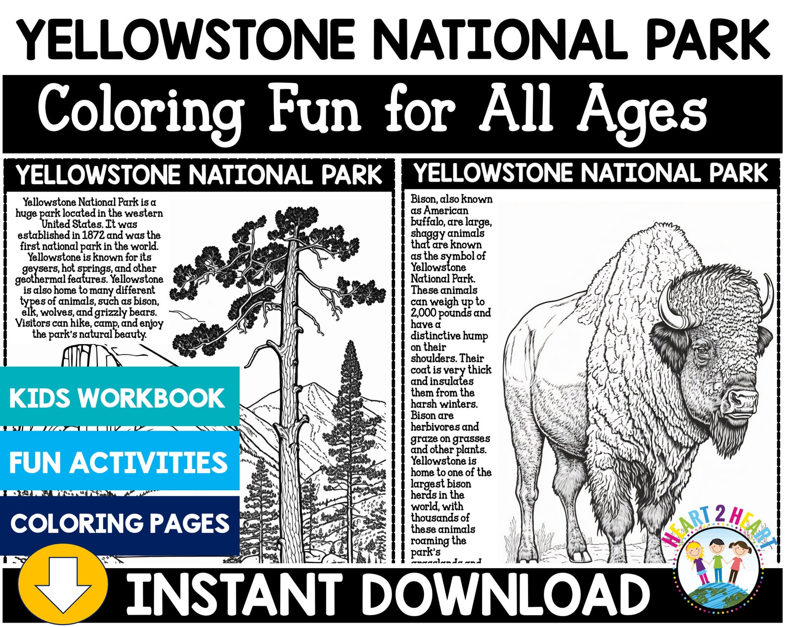 Yellowstone National Park Coloring Pages for Kids National Parks ...