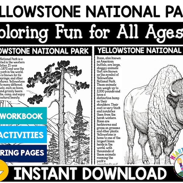 Printable Kids Yellowstone Park Map - Etsy