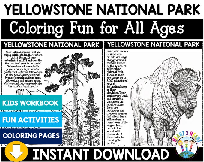 Yellowstone National Park Coloring Pages for Kids Printable Coloring ...