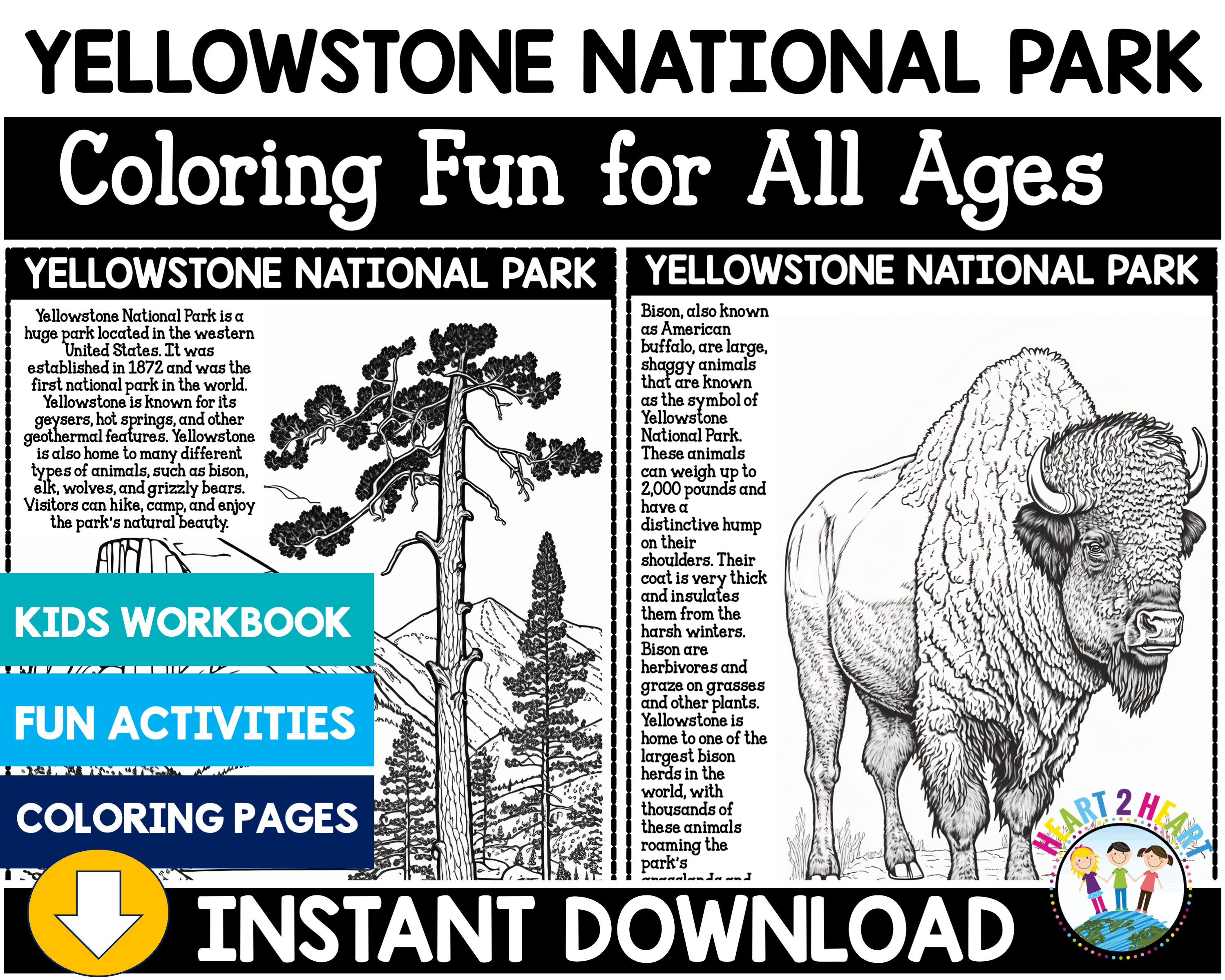Yellowstone National Park Coloring Pages for Kids National Parks ...