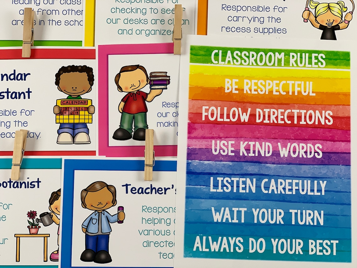 Rainbow Classroom Jobs Pack Classroom Jobs Cards, Recording Chart ...