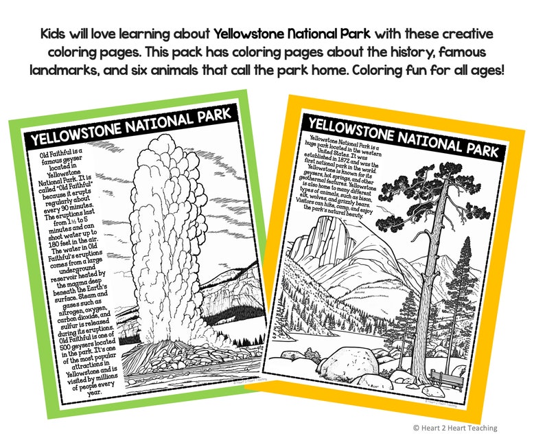 Yellowstone National Park Coloring Pages for Kids National Parks ...