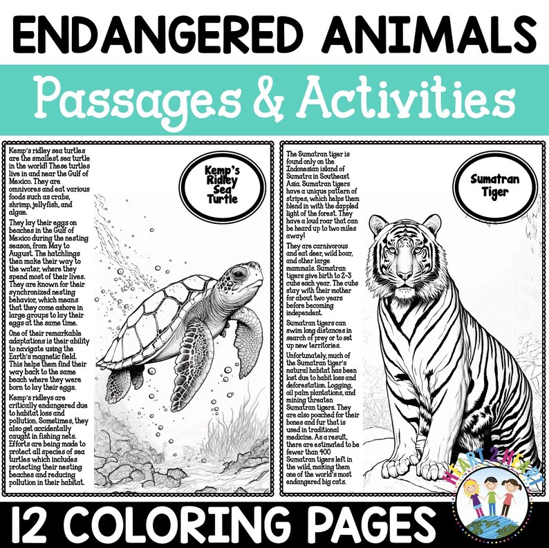 Endangered Animals Unit | Reading Passages, Comprehension, Coloring ...