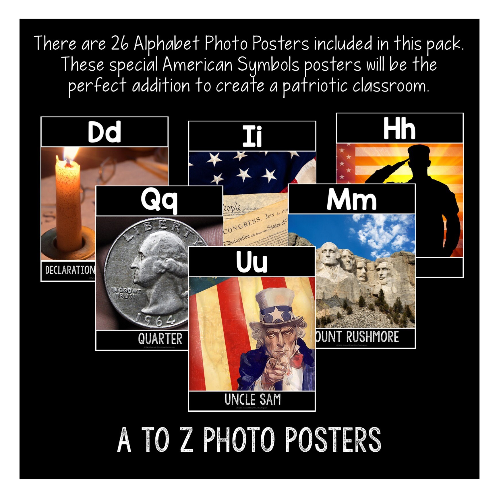 Alphabet Posters American Symbols Posters USA Patriotic Symbols ...