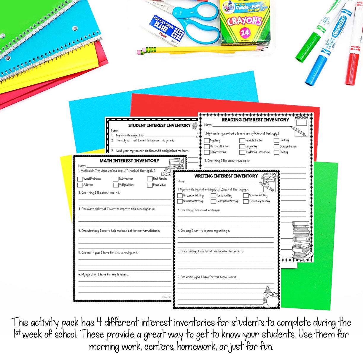 Student Interest Inventory Student Survey Questionnaire Back to School ...