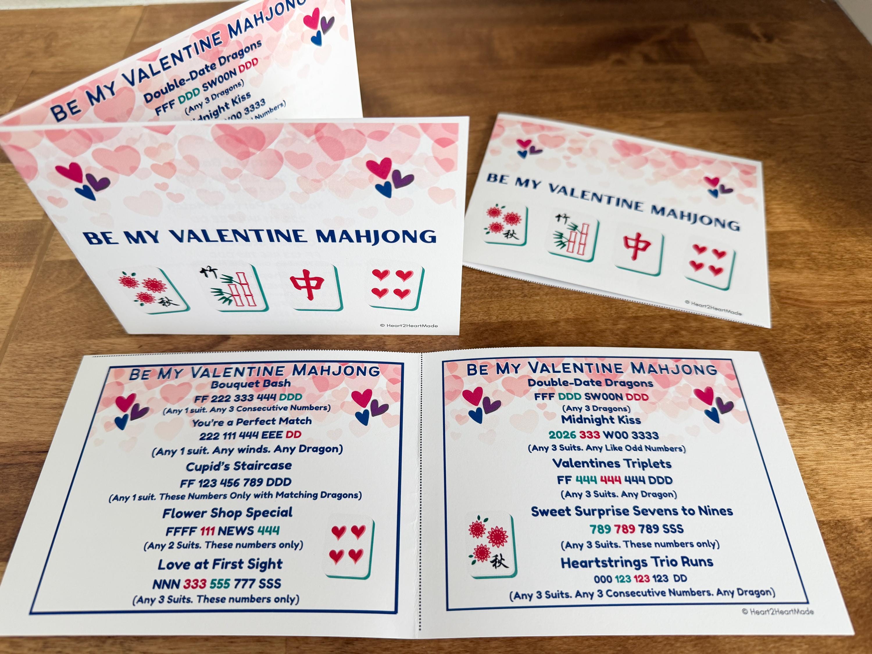 Valentine Mahjong Card Printable | Valentine’s Day Mahjong Game Card ...