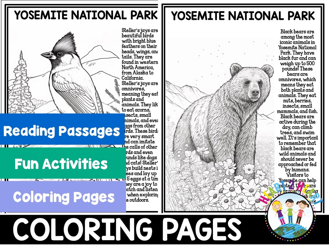 Yosemite National Park Coloring Pages for Kids (digital Download) - Etsy