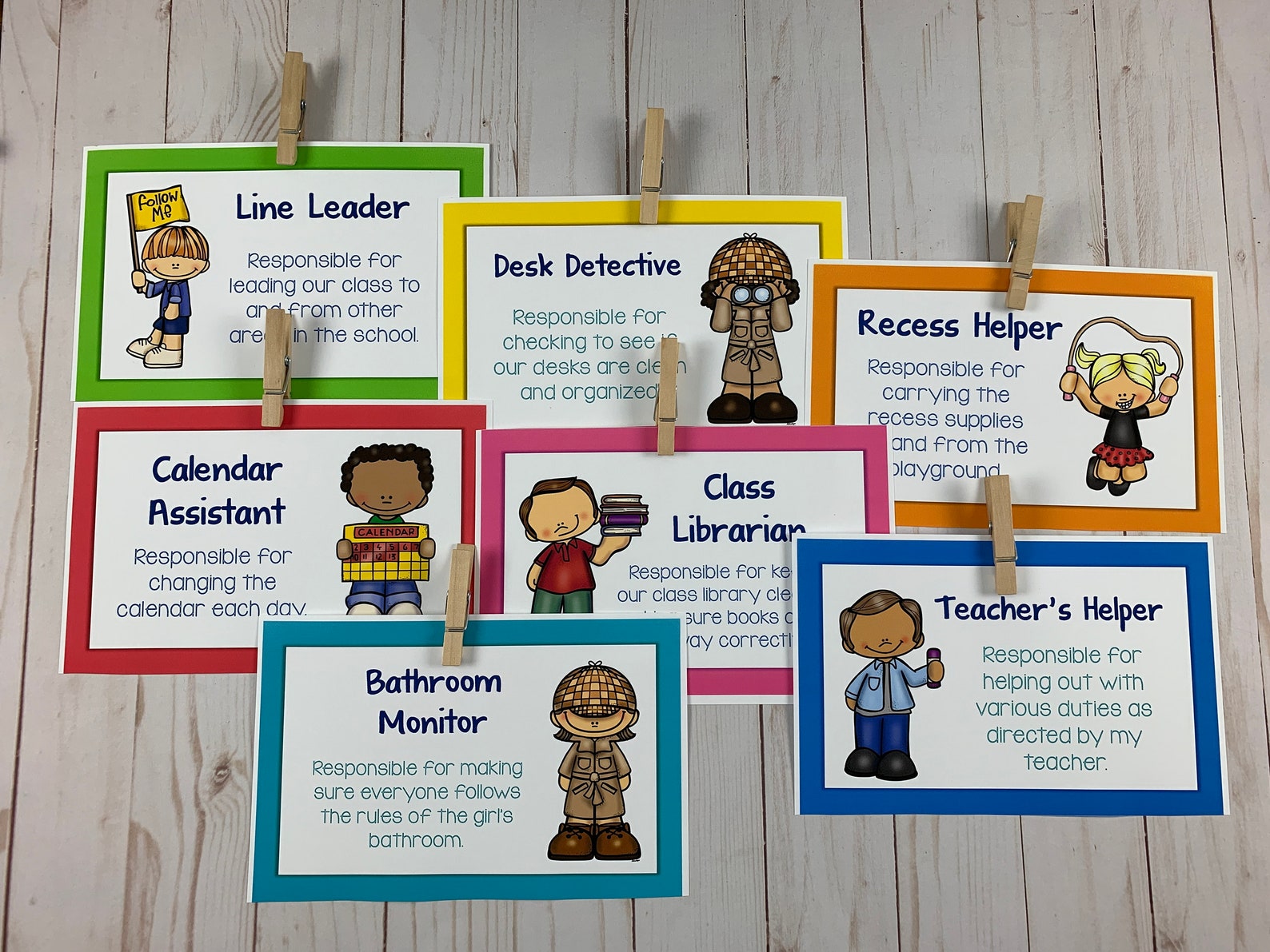 Rainbow Classroom Jobs Pack Classroom Jobs Cards, Recording Chart ...