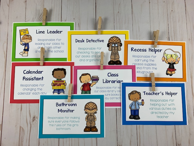 Rainbow Classroom Jobs Pack Classroom Jobs Cards, Recording Chart ...