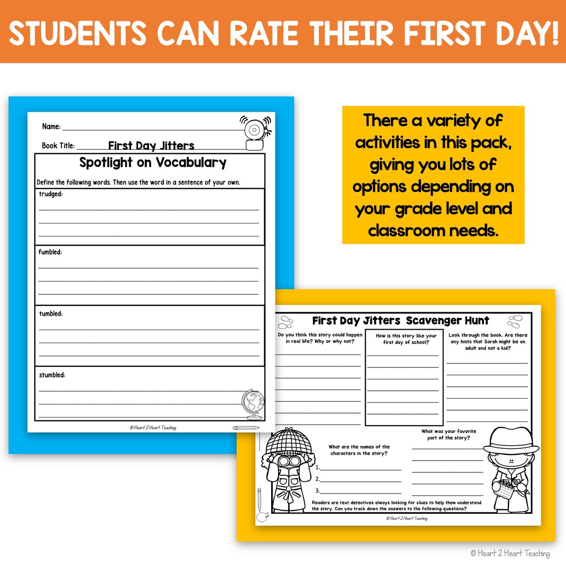 First Day Jitters Book Companion: Icebreaker Activities & Coloring ...