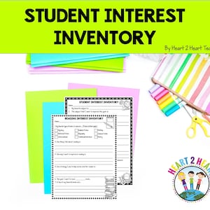 Student Interest Inventory Student Survey Questionnaire Back to School ...