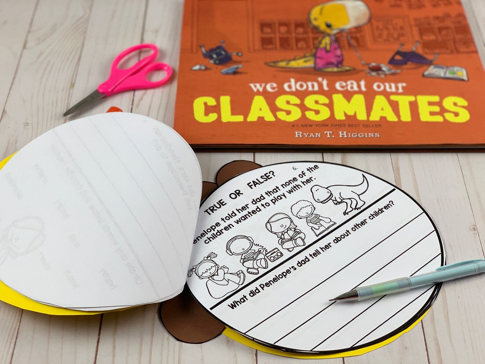 We Don't Eat Our Classmates Book Companion Dinosaur Craft Project for ...