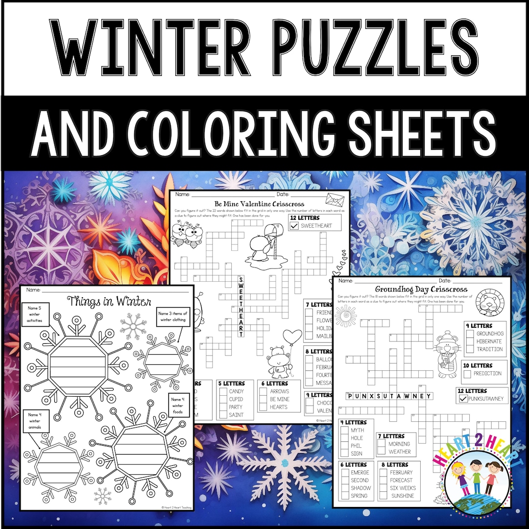 Winter Activity Printable Winter Themed Coloring Pages Sheets Puzzles ...