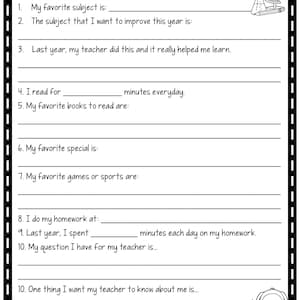 Student Interest Inventory: Back to School Questionnaire (digital ...