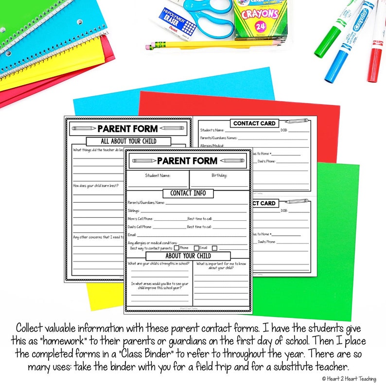 Parent Contact Forms: Student Information Sheet for Teachers (digital ...