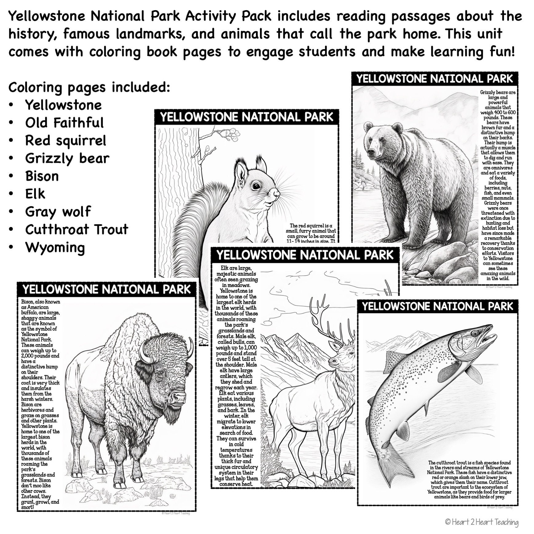 Yellowstone National Park Coloring Pages for Kids National Parks ...