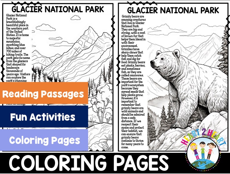Glacier National Park Coloring Pages: Kids' Activity Book (digital ...