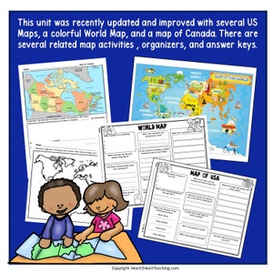 Map Skills Review Packet for Kids Map Skills Worksheets Map Scavenger ...